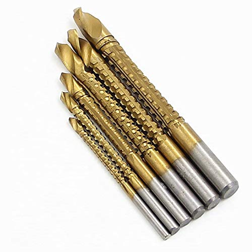 6pcs Titanium Twist 3-8mm Saw Drill Bit Set with Center Punch Tool, High Speed Steel Pulling Carpenter Wood Metal Plastic Cutting Hole Sawtooth Twist Bits Groove Drills Tool