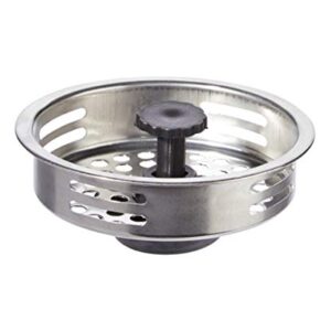 Handy Housewares Metal Kitchen Sink Basket Strainer - Fits Standard (3.25") Drains - Heavy-Gauge Metal Body with Rubber Stopper Plug (1)