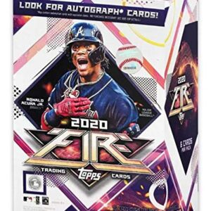 2020 Topps Fire Blaster Box - 7 Packs Plus One 4 Card Bonus Pack Per Box (Look for Autograph Cards) Free Shipping