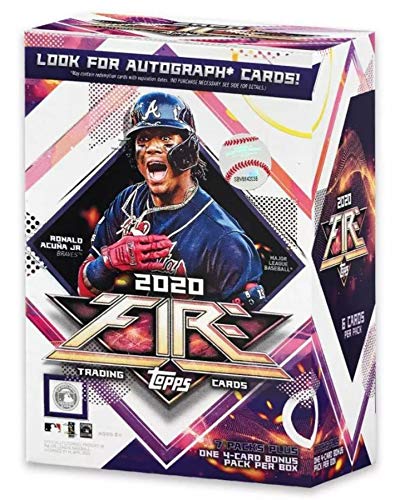 2020 Topps Fire Blaster Box - 7 Packs Plus One 4 Card Bonus Pack Per Box (Look for Autograph Cards) Free Shipping