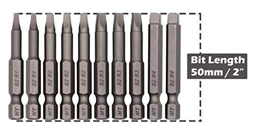 Roberston Bits Set, Square Head Screwdriver, Square Screwdriver bits #1#2#3#4, Scrulox Screwdriver, Impact Rated Bit Sets 10 Piece by Milliontronic