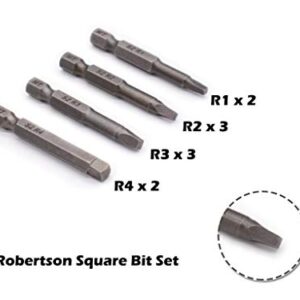 Roberston Bits Set, Square Head Screwdriver, Square Screwdriver bits #1#2#3#4, Scrulox Screwdriver, Impact Rated Bit Sets 10 Piece by Milliontronic