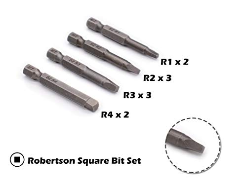 Roberston Bits Set, Square Head Screwdriver, Square Screwdriver bits #1#2#3#4, Scrulox Screwdriver, Impact Rated Bit Sets 10 Piece by Milliontronic