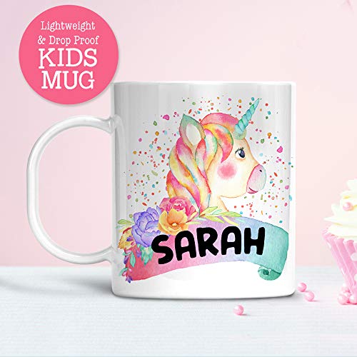 Colorful Kids Unicorn Cup, Customized with Child's Name, Lightweight Unbreakable Cup, Microwave and Dishwasher Safe, BPA Free