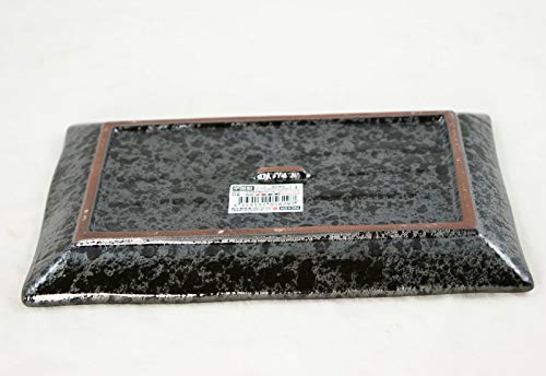 Sala Garden Rectangular Ceramic Humidity Tray for Bonsai Tree 7.75"x 5"x 0.75" - Black Stain Plant Container Accessories VG #PKR08