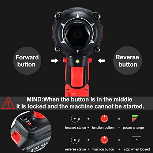 AOBEN 21V Cordless Impact Wrench, 400N.m Max Torque, 3000rpm Speed, 4.0Ah Li-ion Battery, 6Pcs Driver Sockets, Fast Charger, Tool Bag