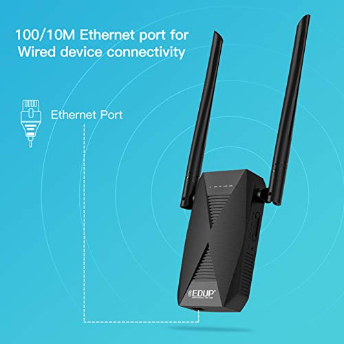 1200Mbps WiFi Range Extender Dual Band AC Wireless Repeater Booster and Signal Amplifier With Ethernet Port for Home, 2 x 6 dBi Antennas, Access Point, WPS