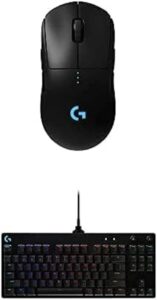 logitech g pro wireless gaming mouse & g pro mechanical gaming keyboard, ultra portable tenkeyless design, detachable micro usb cable, 16.8 million color lightsync rgb backlit keys