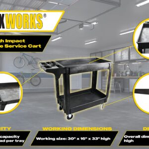 MaxWorks 80855 500-Pound Service Cart with Two Trays 30"X16" & 80876- Foldable Platform Truck Push Dolly 330 lb. Weight Capacity