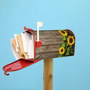 Sunflowers Wood Mailbox Covers Magnetic Post Box Cover Wraps Standard Size 21x18 Inches for Garden Yard Decor