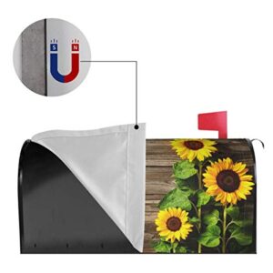 Sunflowers Wood Mailbox Covers Magnetic Post Box Cover Wraps Standard Size 21x18 Inches for Garden Yard Decor