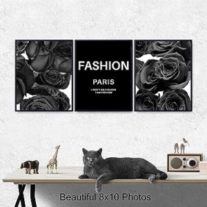 Quote Set - Glam Wall Decor Art print Set - Chic Modern Fashion Design Home Decor for Bedroom, Living room, Bathroom, Office - Luxury Gift for Women, Fashionista - Elegant Black 3-8x10 Unframed