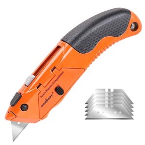 horusdy utility knife retractable, box cutter retractable with 5 extra lades included