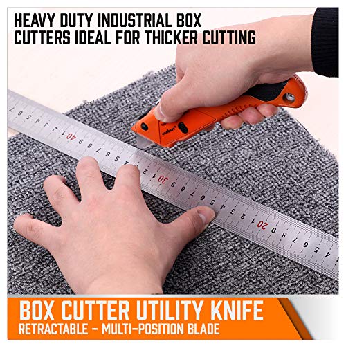 HORUSDY Utility Knife Retractable, Box Cutter Retractable with 5 Extra lades Included