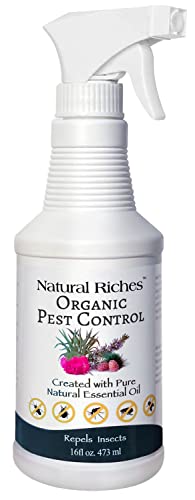 Natural Riches Organic Bug Spray Mosquito Repellent for Kids Insect Repellent for Flies Ticks Outdoor Indoor W/Essential Oils Campers Homes Kitchens Ants Spider Roach Pet Family Safe 16oz