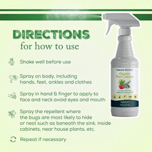 Natural Riches Organic Bug Spray Mosquito Repellent for Kids Insect Repellent for Flies Ticks Outdoor Indoor W/Essential Oils Campers Homes Kitchens Ants Spider Roach Pet Family Safe 16oz