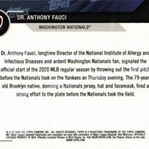 2020 Topps Now #2 Dr. Anthony Fauci Baseball Trading Card - Throws Out First Pitch - Limited Print Run