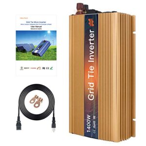 mars rock 1400w grid tie micro solar inverter, 20-50v dc to 90-140v ac mppt pure sine wave converter for 1400w to 2000w 36v solar power system island distinguished gold color design (gti1400w36v120g)