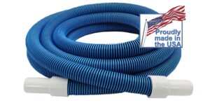 destroyer plastics one year manufacture warranty above/in ground manual swimming pool vacuum hose with swivel cuff (residential blue 1.25 in, 18)