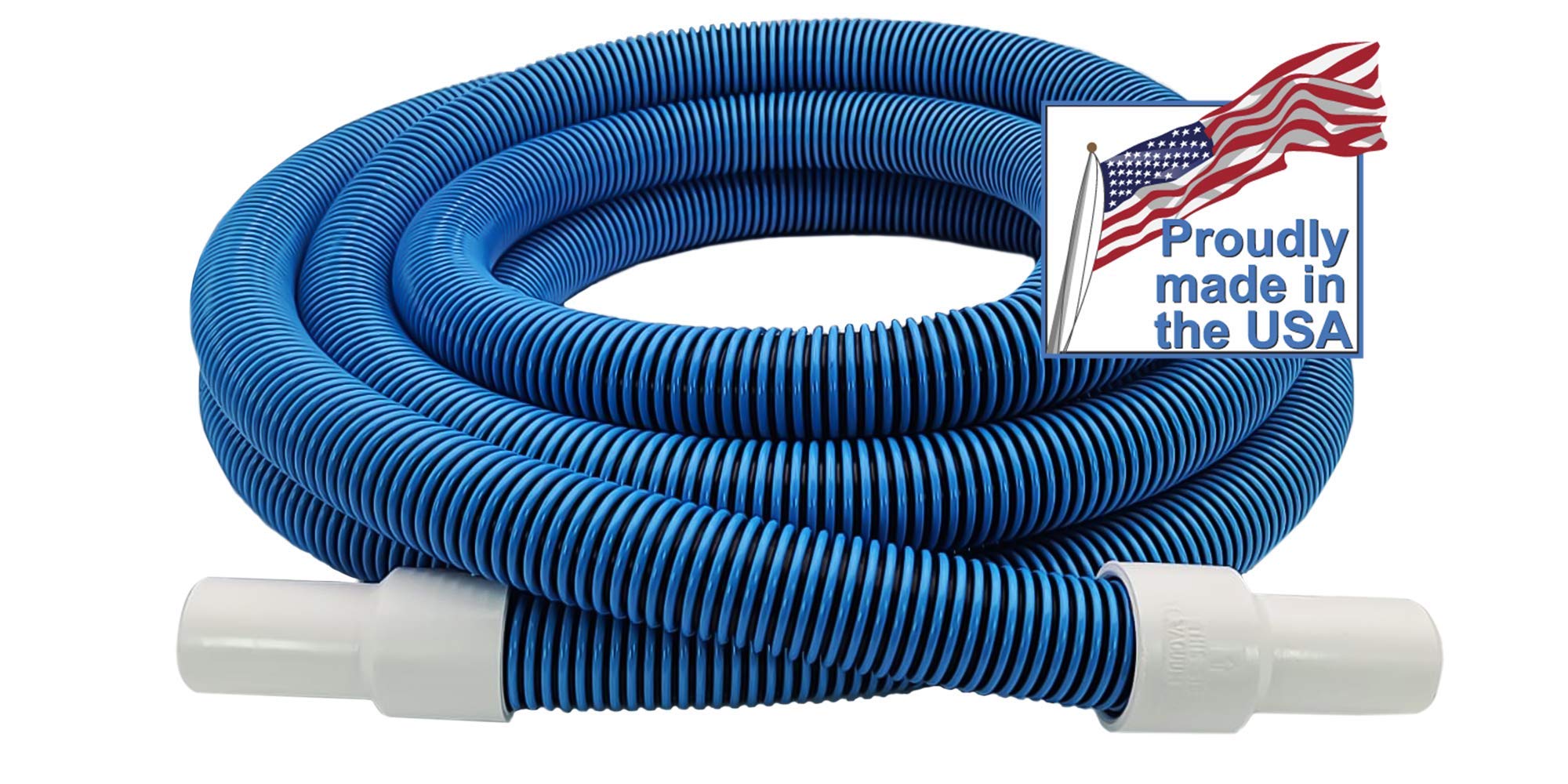 Destroyer Plastics One Year Manufacture Warranty Above/In Ground Manual Swimming Pool Vacuum Hose With Swivel Cuff (Residential Blue 1.25 in, 18)