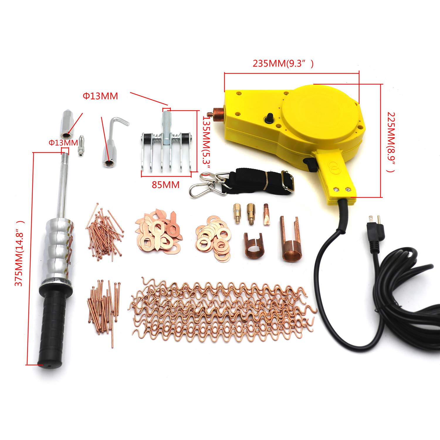 HTTMT- Premium Auto Body DENT REPAIR KIT Electric STUD WELDER GUN w/ 2lb Puller Hammer [P/N: ET-CAR-FIX008-BK]