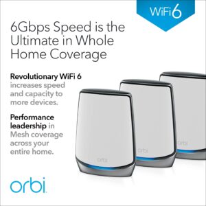 Netgear - Orbi AX6000 Tri-Band Mesh WiFi System (3-Pack) RBK853-100NAR (Renewed)