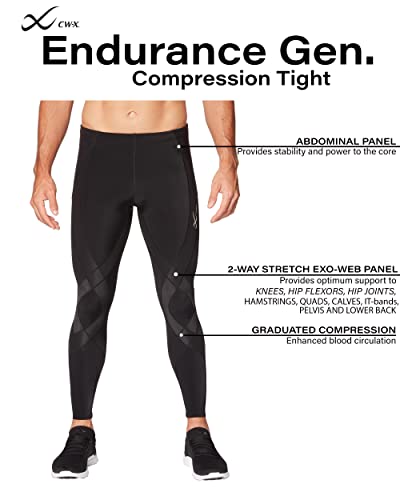 CW-X Men's Endurance Generator Joint and Muscle Support Compression Tight, Black, XX-Large