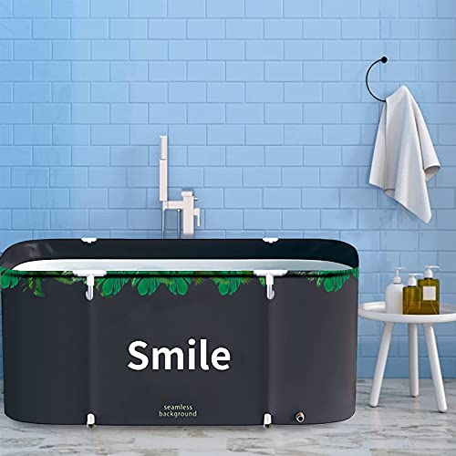 Foldable Bathtub Portable Soaking Bath Tub,Eco-Friendly Bathing Tub for Shower Stall,Thickening with Thermal Foam to Keep Temperature (XL Green Tree)