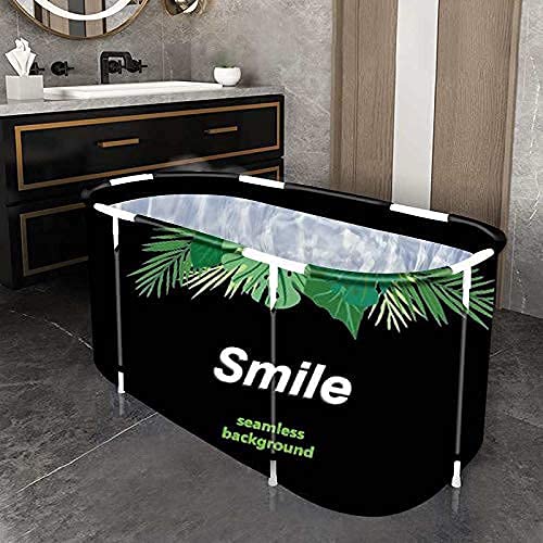 Foldable Bathtub Portable Soaking Bath Tub,Eco-Friendly Bathing Tub for Shower Stall,Thickening with Thermal Foam to Keep Temperature (XL Green Tree)