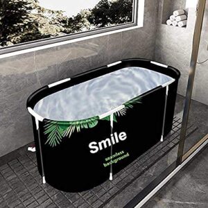 Foldable Bathtub Portable Soaking Bath Tub,Eco-Friendly Bathing Tub for Shower Stall,Thickening with Thermal Foam to Keep Temperature (XL Green Tree)