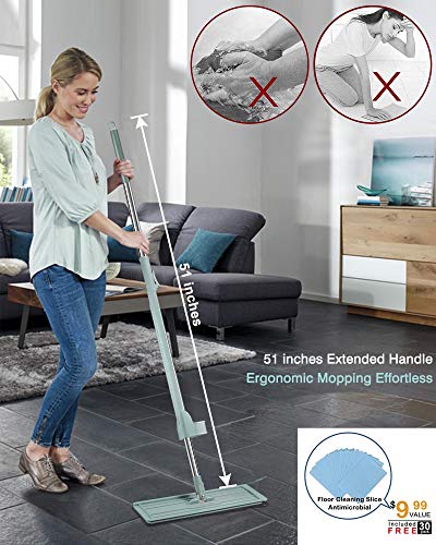 Microfiber Mop for Floor Cleaning-AYOTEE Hand Free Self Wringing Cleaning Floor Mop with 3 Washable Mop Pads, Dust Mop with 30pcs Floor Cleaning Slice