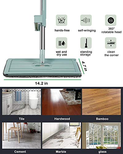 Microfiber Mop for Floor Cleaning-AYOTEE Hand Free Self Wringing Cleaning Floor Mop with 3 Washable Mop Pads, Dust Mop with 30pcs Floor Cleaning Slice