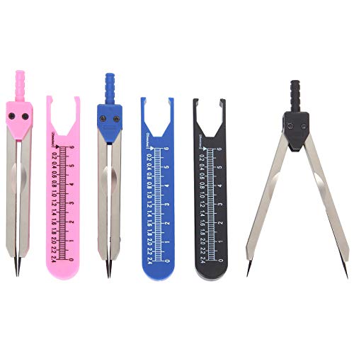 3PCS EKG Calipers Measuring Tool, Durable EKG Calipers Electrocardiogram Divider for Nursing (11.5cm/4.5inch), Black/Blue/Pink ECG EKG Calipers with Ruler