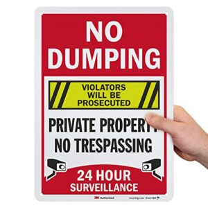 smartsign “no dumping - private property, no trespassing, violators will be prosecuted” sign | 10" x 14" 3m engineer grade reflective aluminum