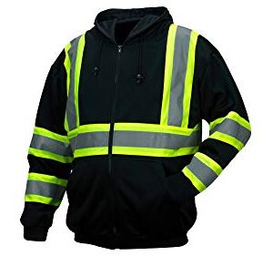 Pyramex Safety RSZH34 Series Enhanced Visibility Black Sweatshirt ANSI Type 0 Class 1 with reflective contrasting tape