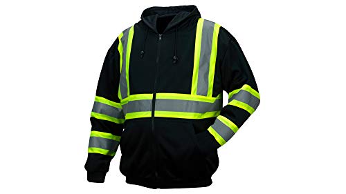 Pyramex Safety RSZH34 Series Enhanced Visibility Black Sweatshirt ANSI Type 0 Class 1 with reflective contrasting tape