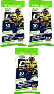 3 packs: 2020 panini donruss nfl football cello pack (30 cards/pk)