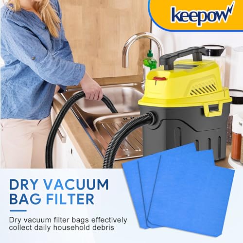 KEEPOW Reusable Shop Vac Filters Compatible with Stanley 1-6 Gallon Wet/Dry Vacuums, Part# 25-1217 (6 Pack)