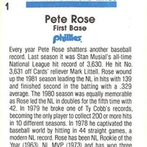 1982 Donruss Baseball #1 Pete Rose Philadelphia Phillies DK Diamond Kings Offical MLB Major League Baseball Trading Card