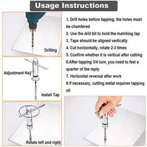 KOOTANS Ratchet T Handle Tap Wrench + 5pcs M3 M4 M5 M6 M8 Machine Screw Metric Thread Milling Plug T-shape Taps Set, Both Way Hand Tap Set Adjustable Manual Tapping Tool Kit for Home Use (Short)