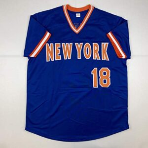 Autographed/Signed Darryl Strawberry New York Blue Baseball Jersey PSA/DNA COA