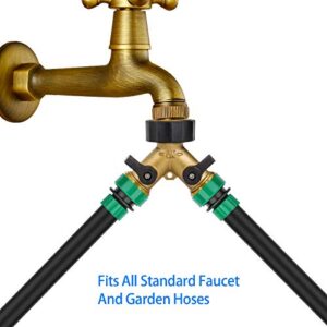 3 Pack Hose Splitter, Heavy Duty Garden Hose Splitter 2 Way Y Valve Hose Connector Splitter Solid Brass Garden Hose Adapter With Extra 12 Rubber Washers, Fit For All Standard Faucet And Garden Hose