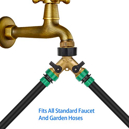 3 Pack Hose Splitter, Heavy Duty Garden Hose Splitter 2 Way Y Valve Hose Connector Splitter Solid Brass Garden Hose Adapter With Extra 12 Rubber Washers, Fit For All Standard Faucet And Garden Hose