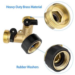 3 Pack Hose Splitter, Heavy Duty Garden Hose Splitter 2 Way Y Valve Hose Connector Splitter Solid Brass Garden Hose Adapter With Extra 12 Rubber Washers, Fit For All Standard Faucet And Garden Hose