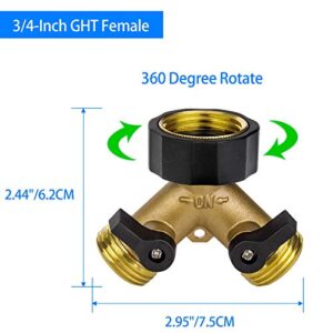 3 Pack Hose Splitter, Heavy Duty Garden Hose Splitter 2 Way Y Valve Hose Connector Splitter Solid Brass Garden Hose Adapter With Extra 12 Rubber Washers, Fit For All Standard Faucet And Garden Hose