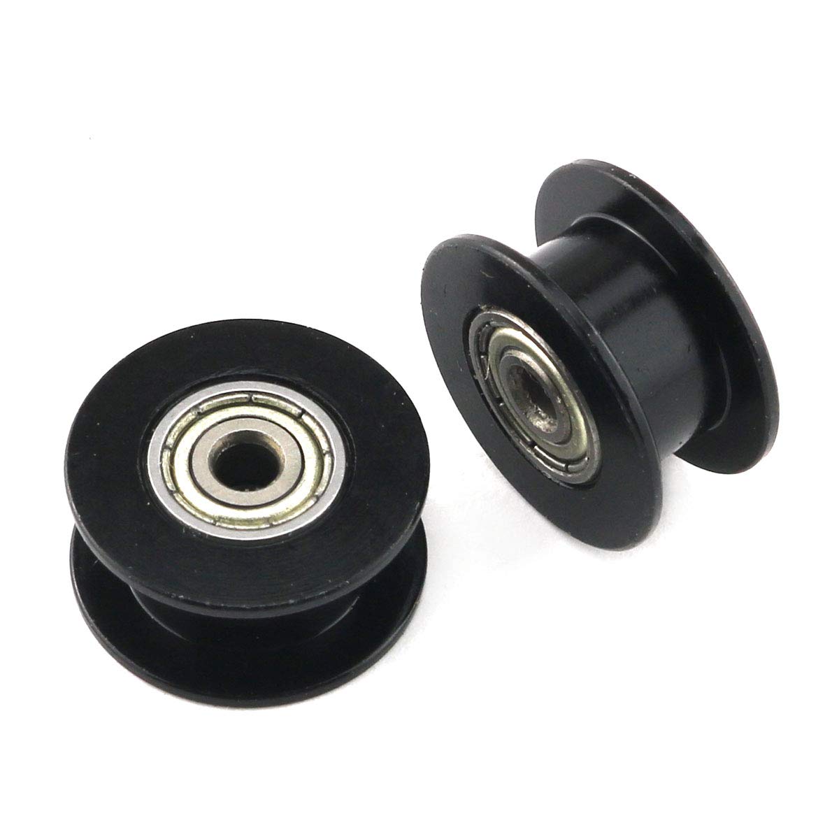 E-outstanding 2pcs Black 20T 20Teeth 3mm Inner Bore Idler Timing Pulley with Bearing 2GT Aluminium Alloy H Type GT2 Synchronous Wheel Without Teeth for 6mm Width Belt 3D Printer CNC Mechanical Drive