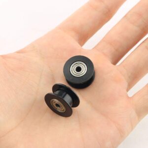 E-outstanding 2pcs Black 20T 20Teeth 3mm Inner Bore Idler Timing Pulley with Bearing 2GT Aluminium Alloy H Type GT2 Synchronous Wheel Without Teeth for 6mm Width Belt 3D Printer CNC Mechanical Drive