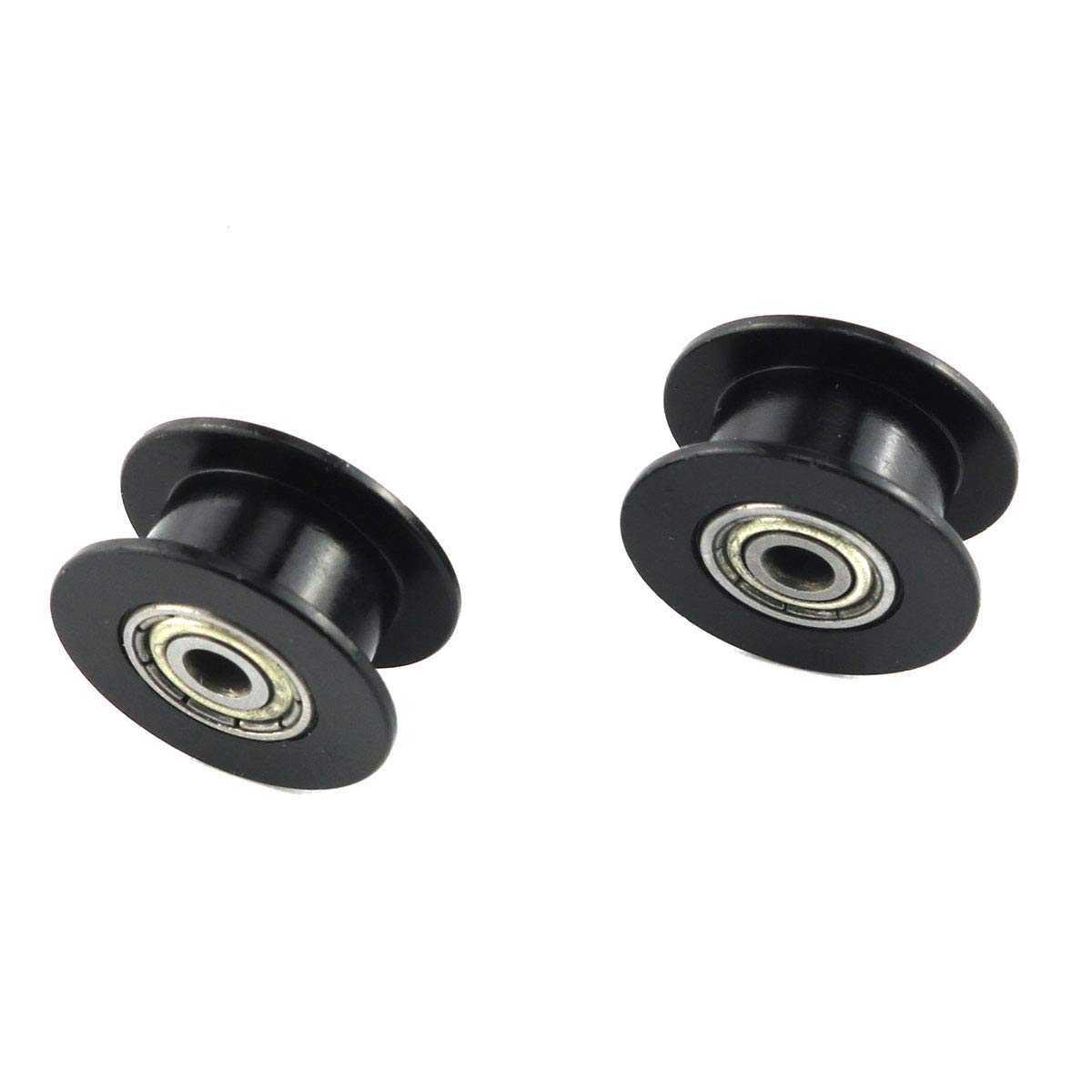 E-outstanding 2pcs Black 20T 20Teeth 3mm Inner Bore Idler Timing Pulley with Bearing 2GT Aluminium Alloy H Type GT2 Synchronous Wheel Without Teeth for 6mm Width Belt 3D Printer CNC Mechanical Drive