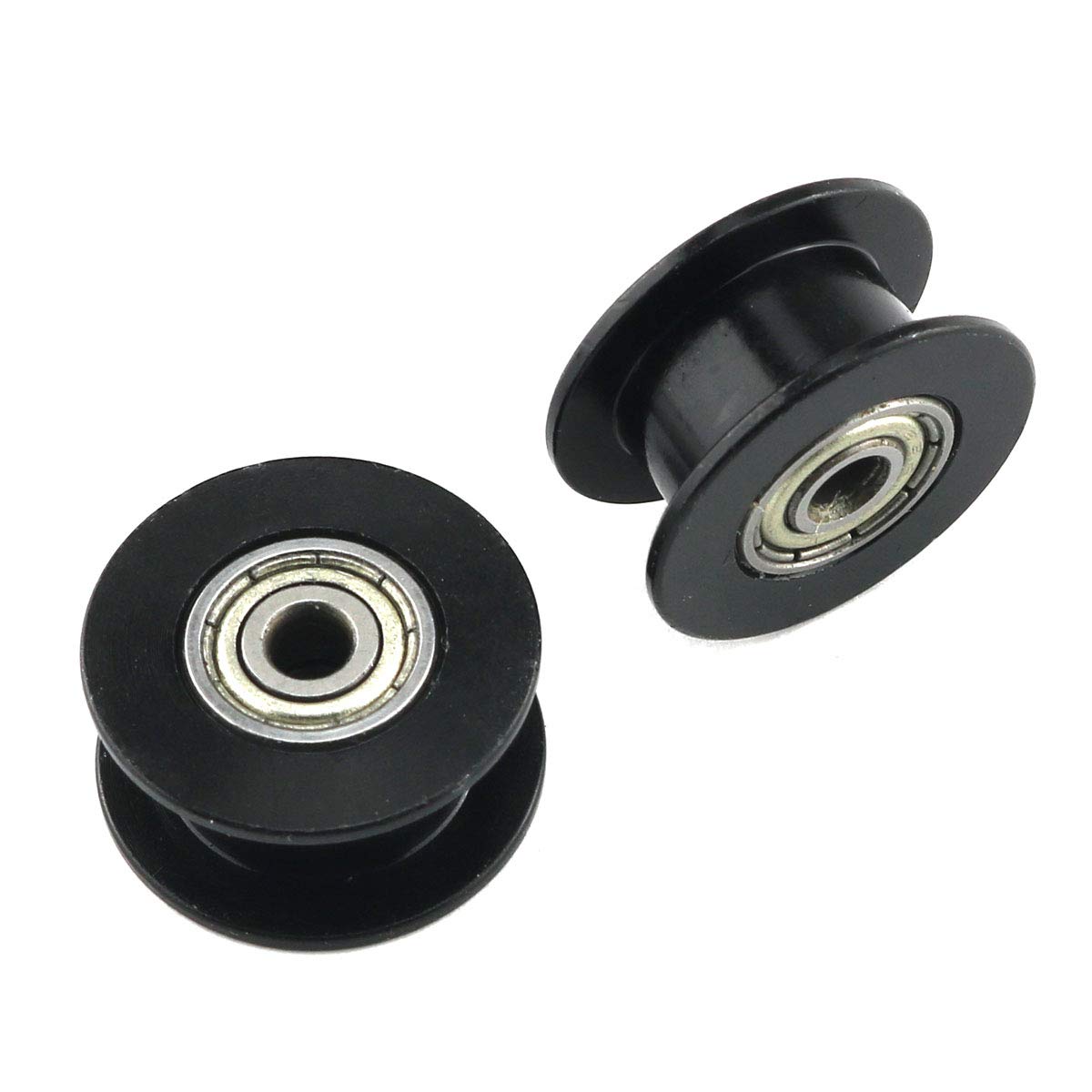 E-outstanding 2pcs Black 20T 20Teeth 3mm Inner Bore Idler Timing Pulley with Bearing 2GT Aluminium Alloy H Type GT2 Synchronous Wheel Without Teeth for 6mm Width Belt 3D Printer CNC Mechanical Drive