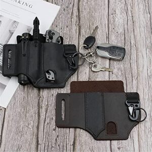 Frieyss Multitool Sheath for Belt, Leather EDC Pocket Organizer for Men, Leatherman Sheath with Pen Holder, Key Fob, Flashlight Sheath, EDC Leather Pouch